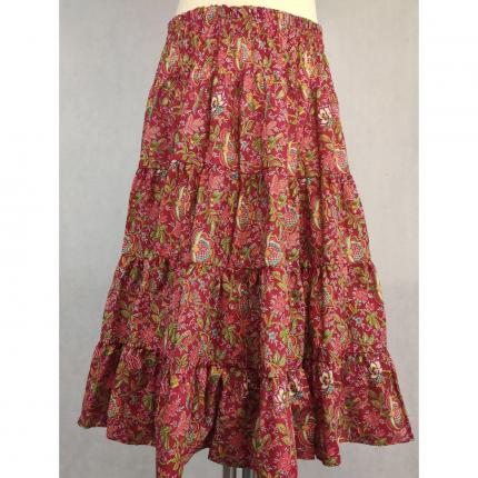 Jupe provençale à volants bleu natié